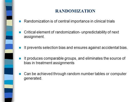Randomization Clinical Trials Prevention Analysis