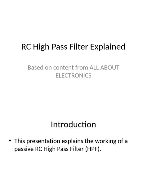rc high pass filter explained presentation pdf