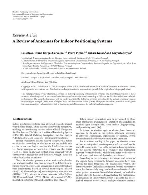Pdf A Review Of Antennas For Indoor Positioning Systems