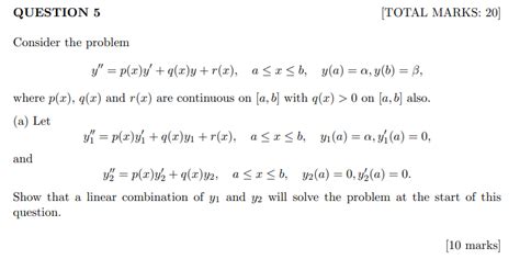 Solved QUESTION TOTAL MARKS Consider The Problem Chegg Com