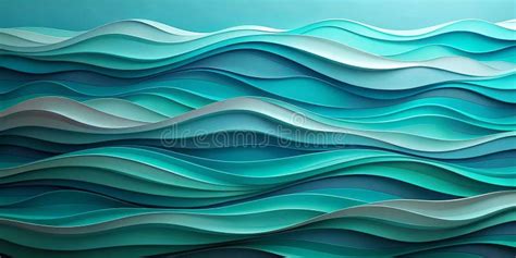 Abstract Teal Wave Pattern Serene Undulating Design For Backgrounds Generative Ai Stock