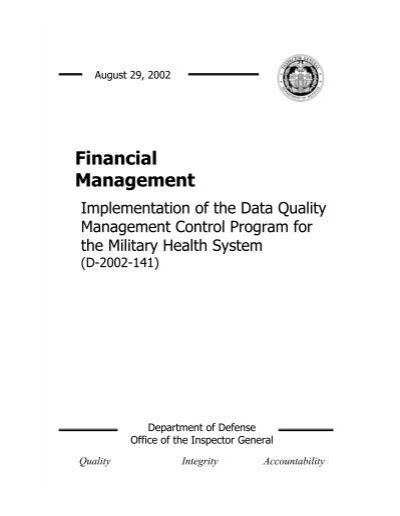 Implement The Data Quality Management Control Program Tricare