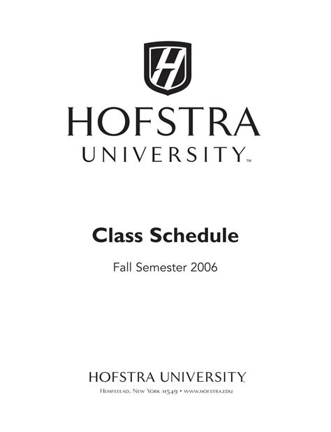 Class Schedule Hofstra University
