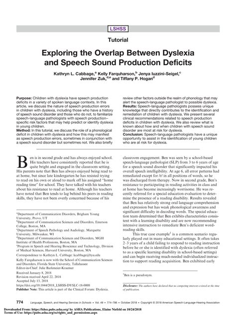 Pdf Exploring The Overlap Between Dyslexia And Speech Sound Production Deficits