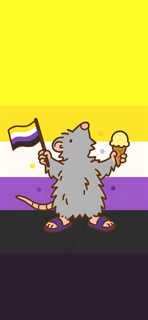 Rat With Ice Cream And Nonbinary Pride Wallpapers Lgbt Wallpaper