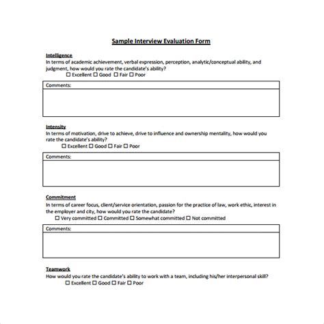13 Sample Interview Evaluation Form Templates To Downoad Sample Templates