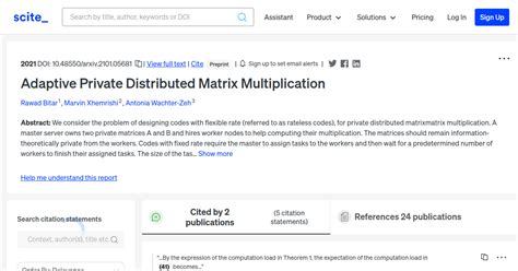 Adaptive Private Distributed Matrix Multiplication Scite Report