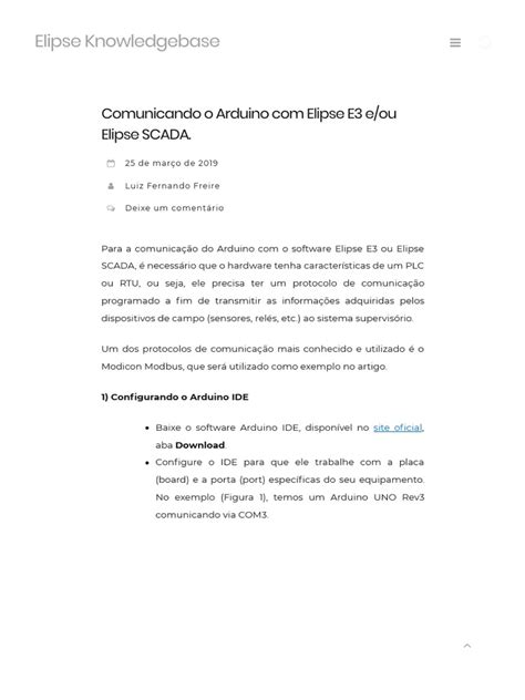 Comunicando O Arduino Com Elipse E3 E Ou Elipse Scada Elipse