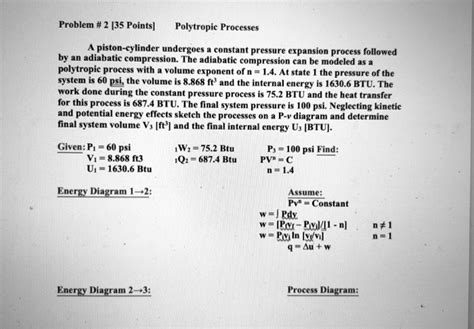 Solved Problem 2 [35 Points] Polytropic Processes A Piston Cylinder