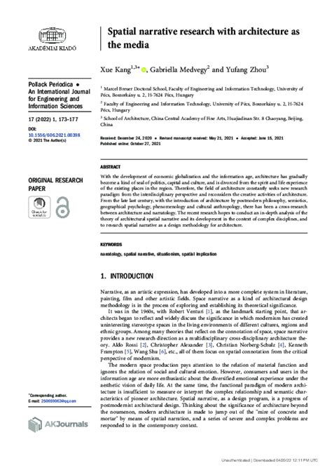 Pdf Spatial Narrative Research With Architecture As The Media