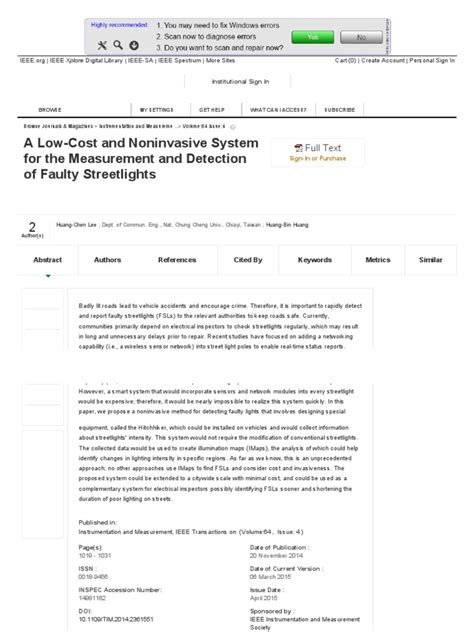 Ieee Xplore Abstract A Low Cost And Noninvasive System For The Measurement And Detection Of