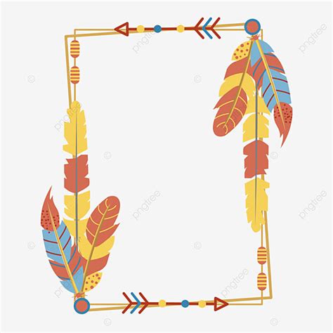 Boho Frame Rectangle With Hanging Feathers Branches Spring Beautiful