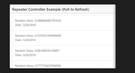 repeater control in ionic framework with refresh coding defined