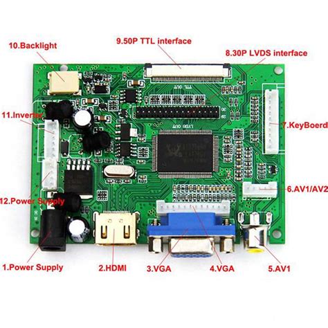 Elecbee Hdmi Vga 2av Lvds Acc Ttl Lcd Display Controller 50pins Board Kit 800x480 Resolution For