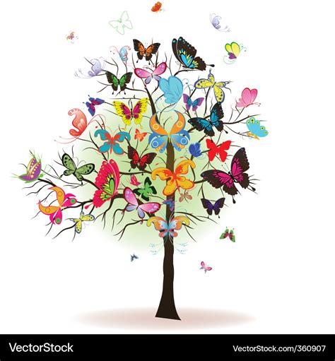 Tree With Butterfly Royalty Free Vector Image Vectorstock