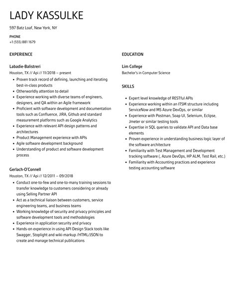 api resume samples velvet jobs