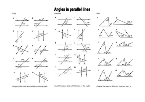 Angles On Parallel Lines Worksheet Worksheets Samples