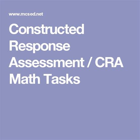 Constructed Response Assessment Cra Math Tasks Math Tasks Constructed Response Math