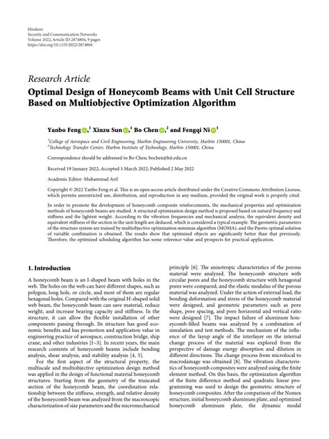 Pdf Optimal Design Of Honeycomb Beams With Unit Cell Structure Based