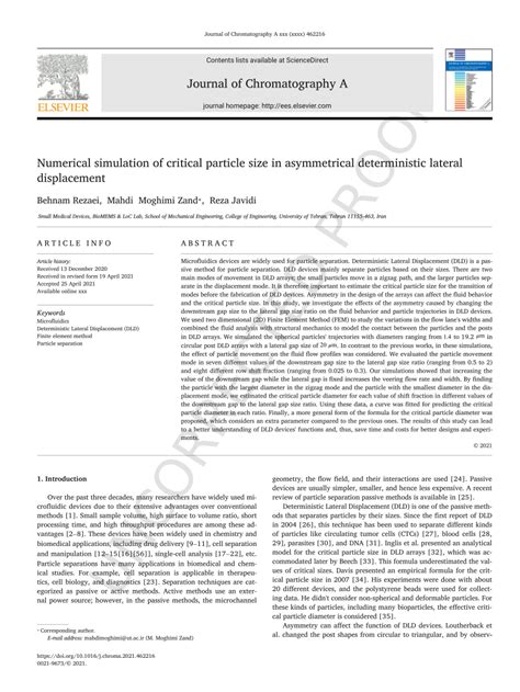 Pdf Numerical Simulation Of Critical Particle Size In Asymmetrical