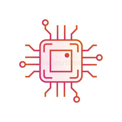 Chip Icon In Line Design Simple Microchip Circuit Board Microcircuit