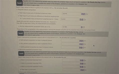 Solved Equation For Determining Sample Mass M When Chegg Com