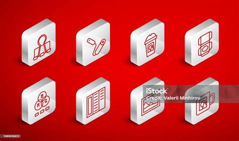 세트 라인 커피 컵 페인트 롤러 브러시 이동 판지 판지 상자 그림 풍경 바인더 클립 브로셔 및 Rgb 색상 혼합 아이콘 벡터 3차원 형태에 대한 스톡 벡터 아트 및 기타