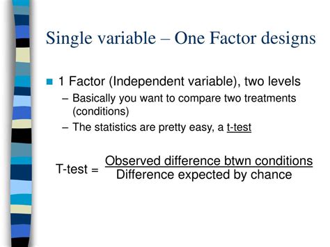 Ppt Experimental Design Single Factor Designs Powerpoint