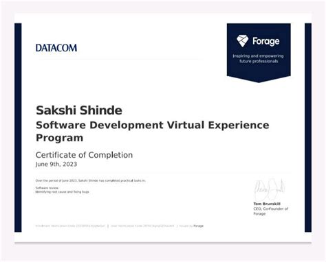 Sakshi Shinde On Linkedin Work Experience Datacom Forage Softwaredevelopment Tata Debugging