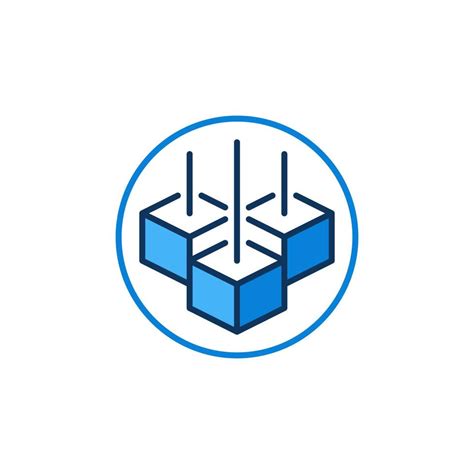 Blockchain In Circle Vector Blue Icon Three Blocks Block Chain Round
