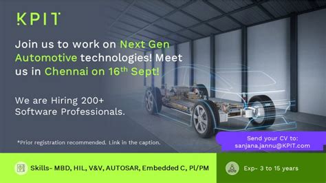 Sanjana Shet On Linkedin Attention Chennai Job Seekers Kpit Technologies Is Holding A Walk In