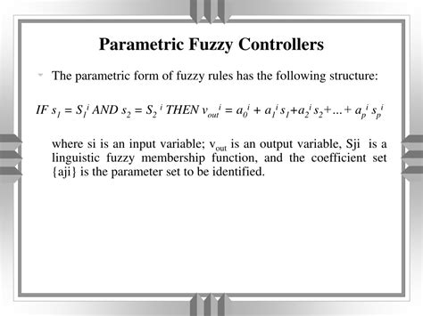 PPT Takagi Sugeno Fuzzy Inference Parametric Fuzzy System