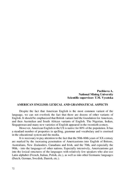 Pdf American English Lexical And Grammatical Aspects