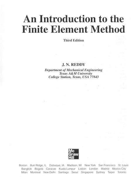 an introduction to the finite element method by j n reddy 3rd edition