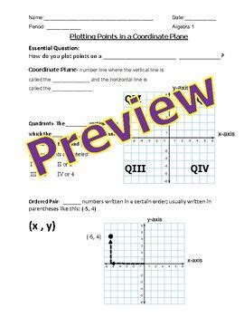 Plotting Points On A Coordinate Plane Guided Notes Plotting Points Coordinate Plane Guided Notes