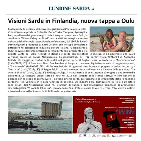 Visioni Sarde Il Cinema Sardo Torna In Finlandia Sardegna Film