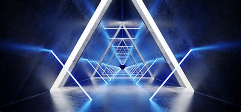 미래 지향적인 현대 공상 과학 우주선 콘크리트 개발구 흰색 스트립 구멍와 빛나는 네온 블루 튜브 반사 3d 렌더링 0명에 대한 스톡 사진 및 기타 이미지 Istock