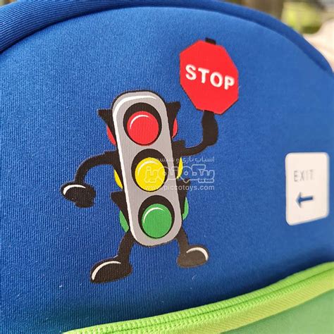 کوله پشتی بچه گانه آبی طرح اتوبوس سبز عکس قیمت خرید مشخصات