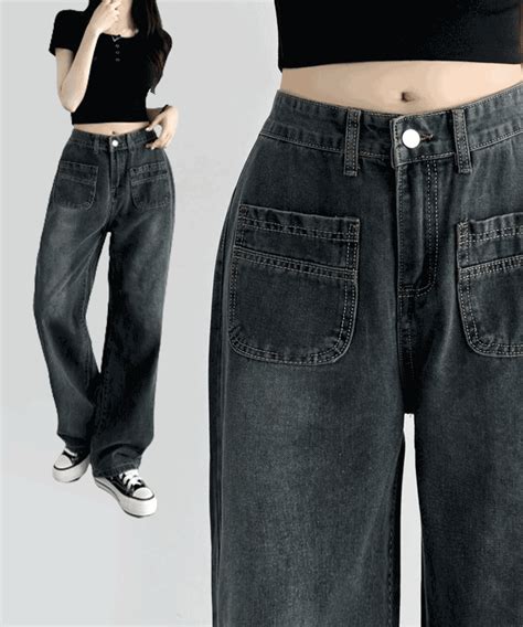 핏보장 몰리 앞포켓 와이드 롱 데님 팬츠 워싱 진청 하이웨스트 루즈핏 와이드핏 일자핏 스트레이트 청바지 Noa 23 에이블리