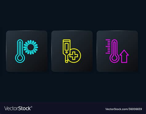 Set Line Meteorology Thermometer And Digital Vector Image