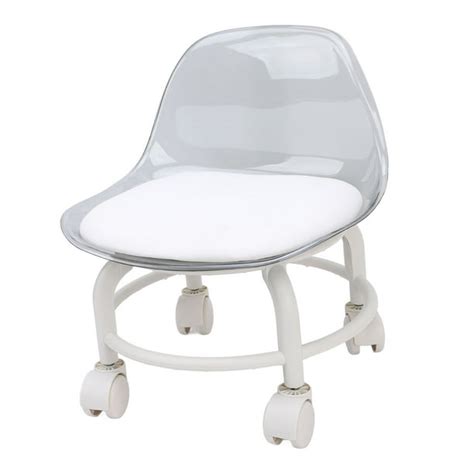 Small Acrylic Stool Short Rolling Stool Chair 360 Swivel Silent Low Rolling Stool Mini Roller
