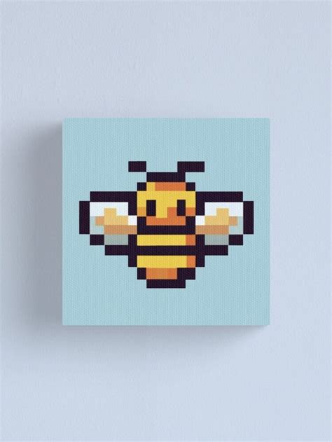 Cute Bee Pixel Art Canvas Print Perfect For Gamers And Cottagecore Lovers