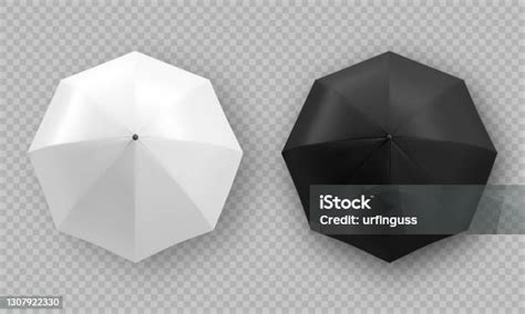 투명한 배경에 격리된 벡터 사실적인 흰색과 검은색 우산 우산에 대한 스톡 벡터 아트 및 기타 이미지 우산 검은색 모형 Istock