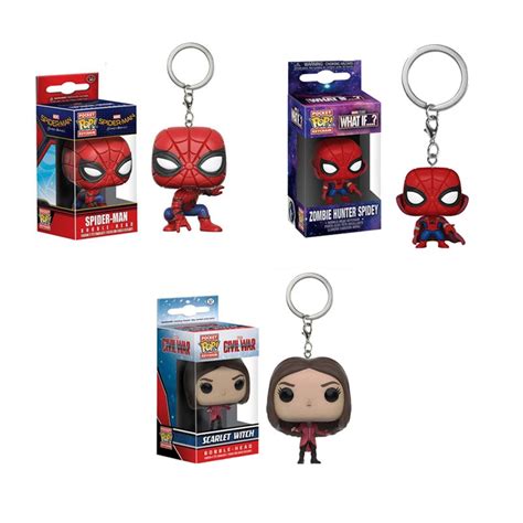 New Funko Pop Movie Marvel Spiderman Keychain Pvc Scarlet Witch Cape