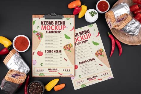 Premium Psd Kebab Menu Mockup Design