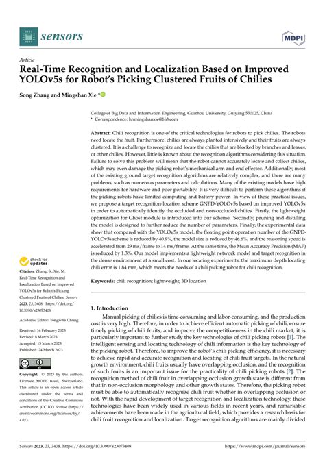 Pdf Real Time Recognition And Localization Based On Improved Yolov5s For Robots Picking