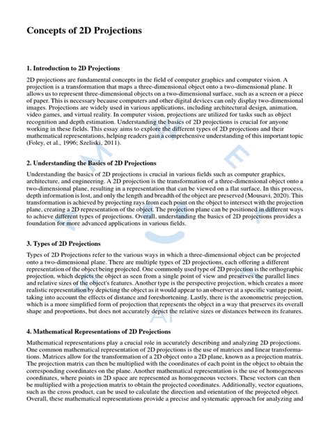 Concepts Of 2d Projections Pdf 2 D Computer Graphics 3 D Computer Graphics