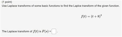 Solved Point Use Laplace Transforms Of Some Basic Chegg Com