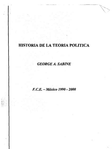 Historia De La Teoría Politica Sabine Pdf