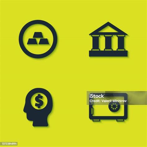 골드 바 안전 비즈니스 맨 계획 마음과 은행 건물 아이콘을 설정합니다 벡터 개념에 대한 스톡 벡터 아트 및 기타 이미지 개념 건축 건축물 Istock